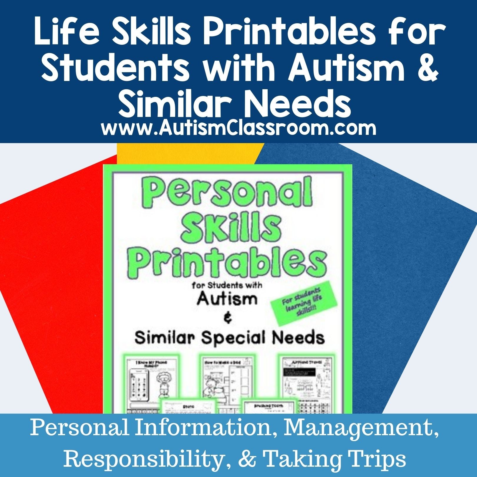 Personal Life Skills Printables for Students with Autism & Similar Spe ...